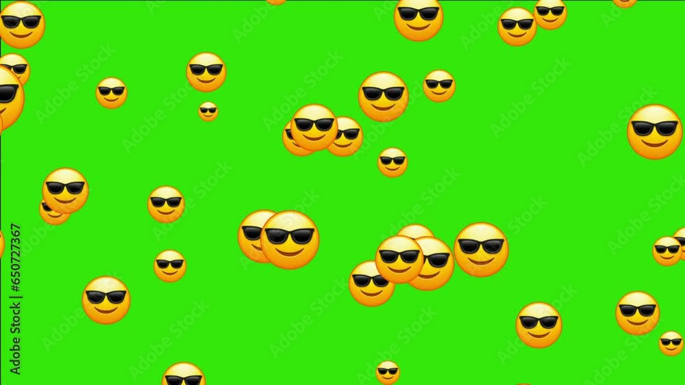 Cool emoticon. Smiling face with sunglasses emoji. Happy smile person ...
