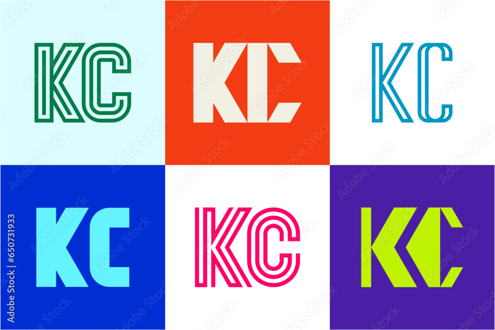 Set of letter KC logos. Abstract logos collection with letters ...