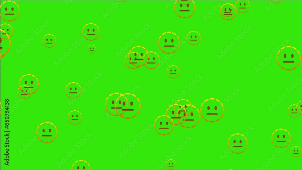 Dotted line expressionless Smiley Emoticon Face line icon. Animated ...