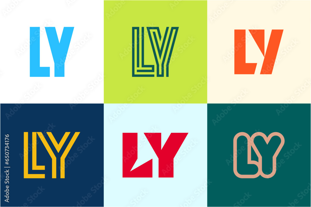Set of letter LY logos. Abstract logos collection with letters ...