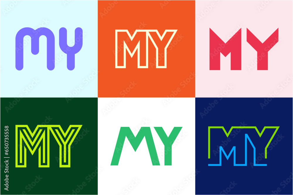 Set of letter MY logos. Abstract logos collection with letters ...
