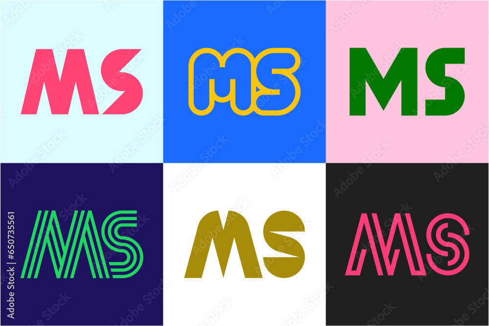 Set of letter MS logos. Abstract logos collection with letters ...