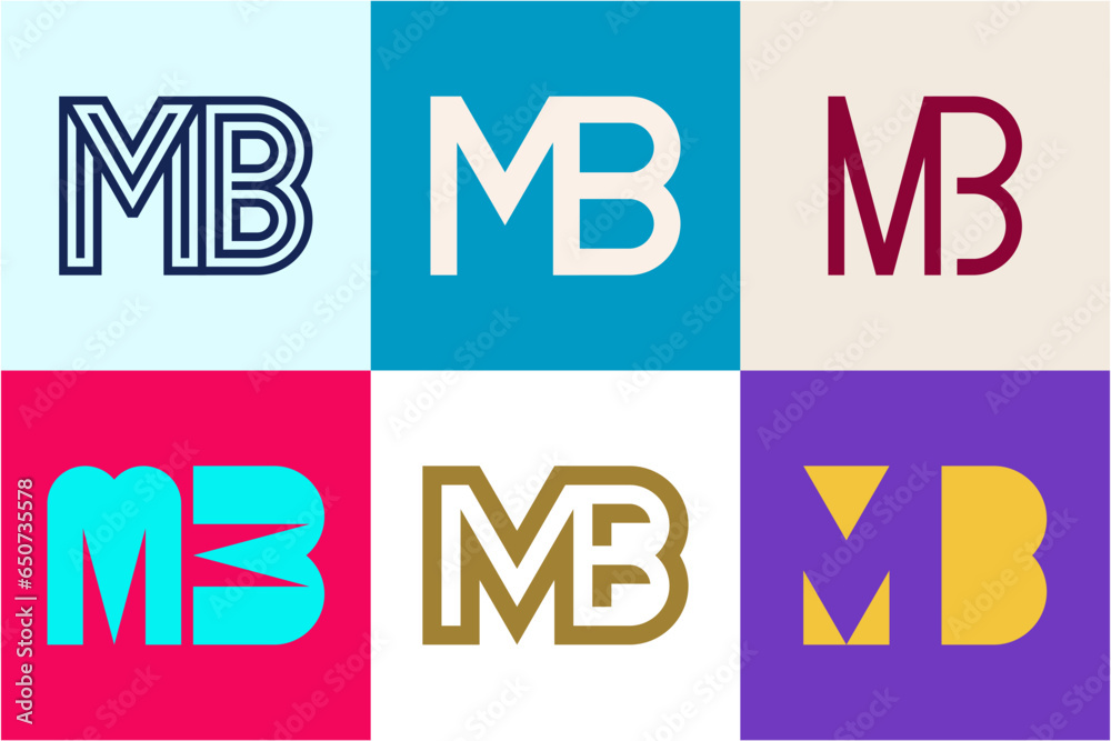 Set of letter MB logos. Abstract logos collection with letters ...