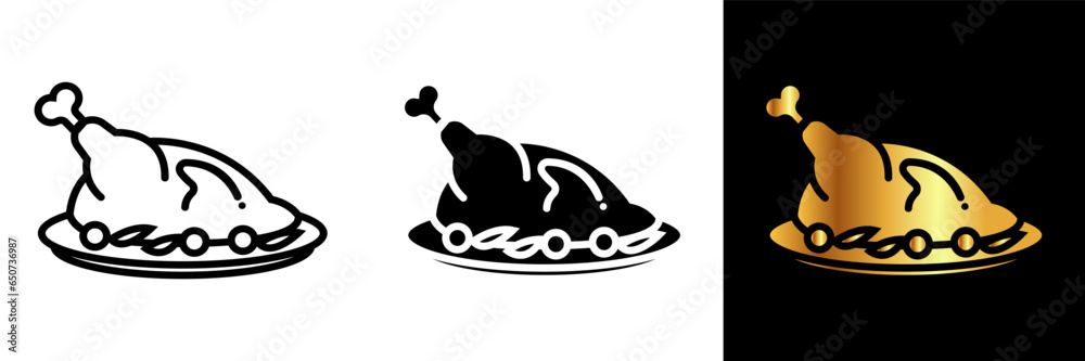 Roasted Turkey Icon, an icon featuring a succulent roasted turkey ...