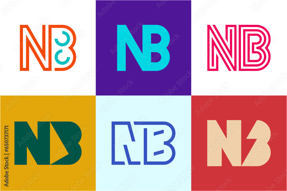 Set of letter NB logos. Abstract logos collection with letters ...