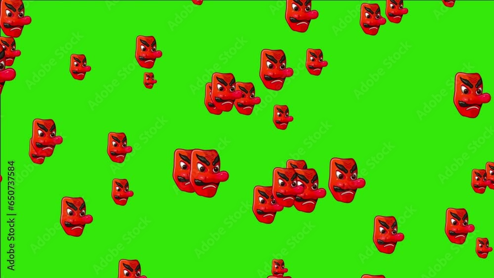 Red devil emoticon face emoji. Tengu emoticon. Animated falling emojis ...