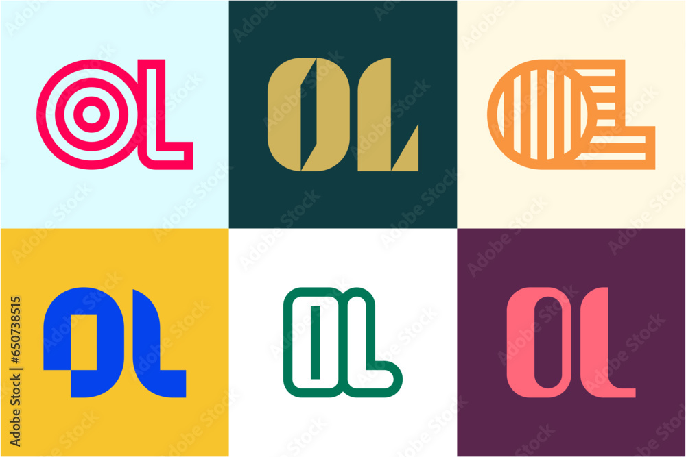 Set of letter OL logos. Abstract logos collection with letters ...