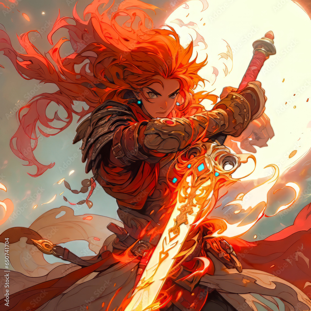 Anime Fierce Warrior. Generative AI. A digital illustration of a fierce ...