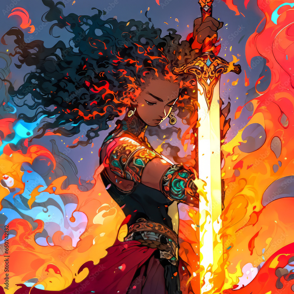 Anime Fierce Warrior. Generative AI. A digital illustration of a fierce ...