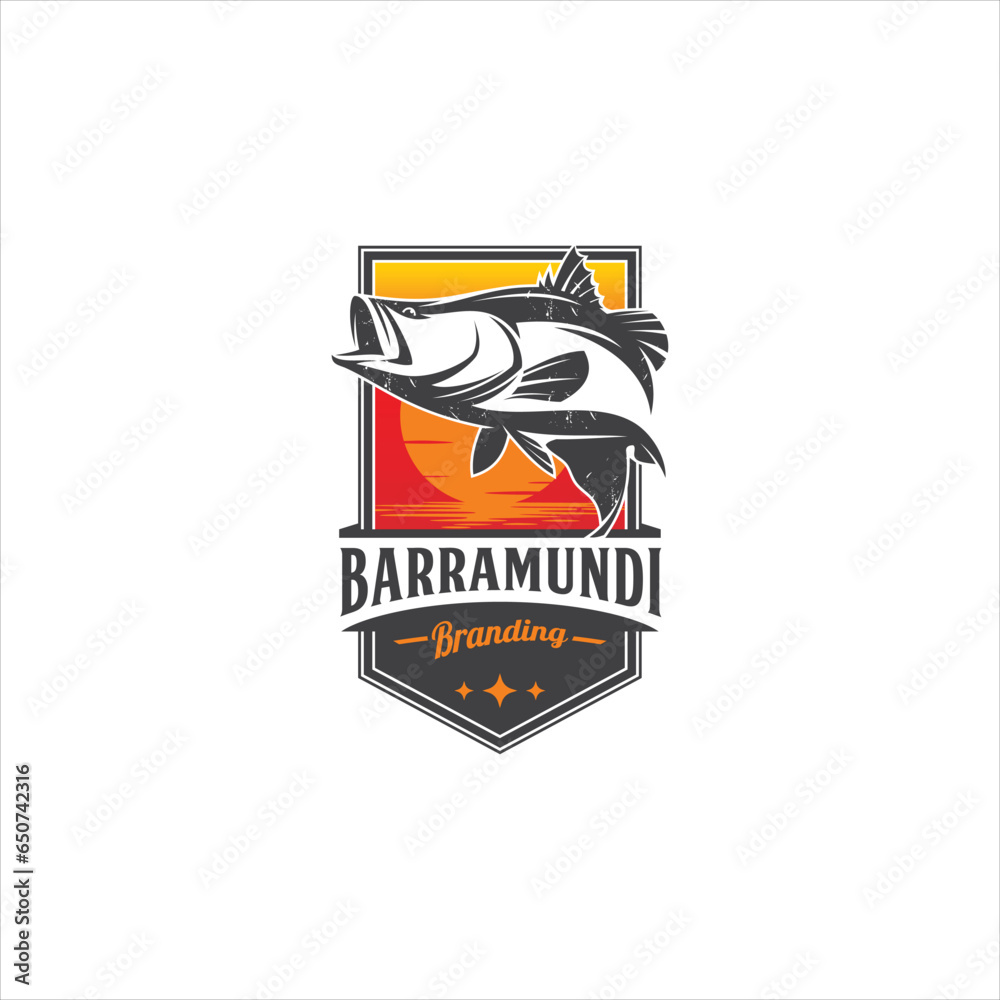Barramundi Fish Sea Bass Logo Design Vector Image Stock Vector | Adobe ...