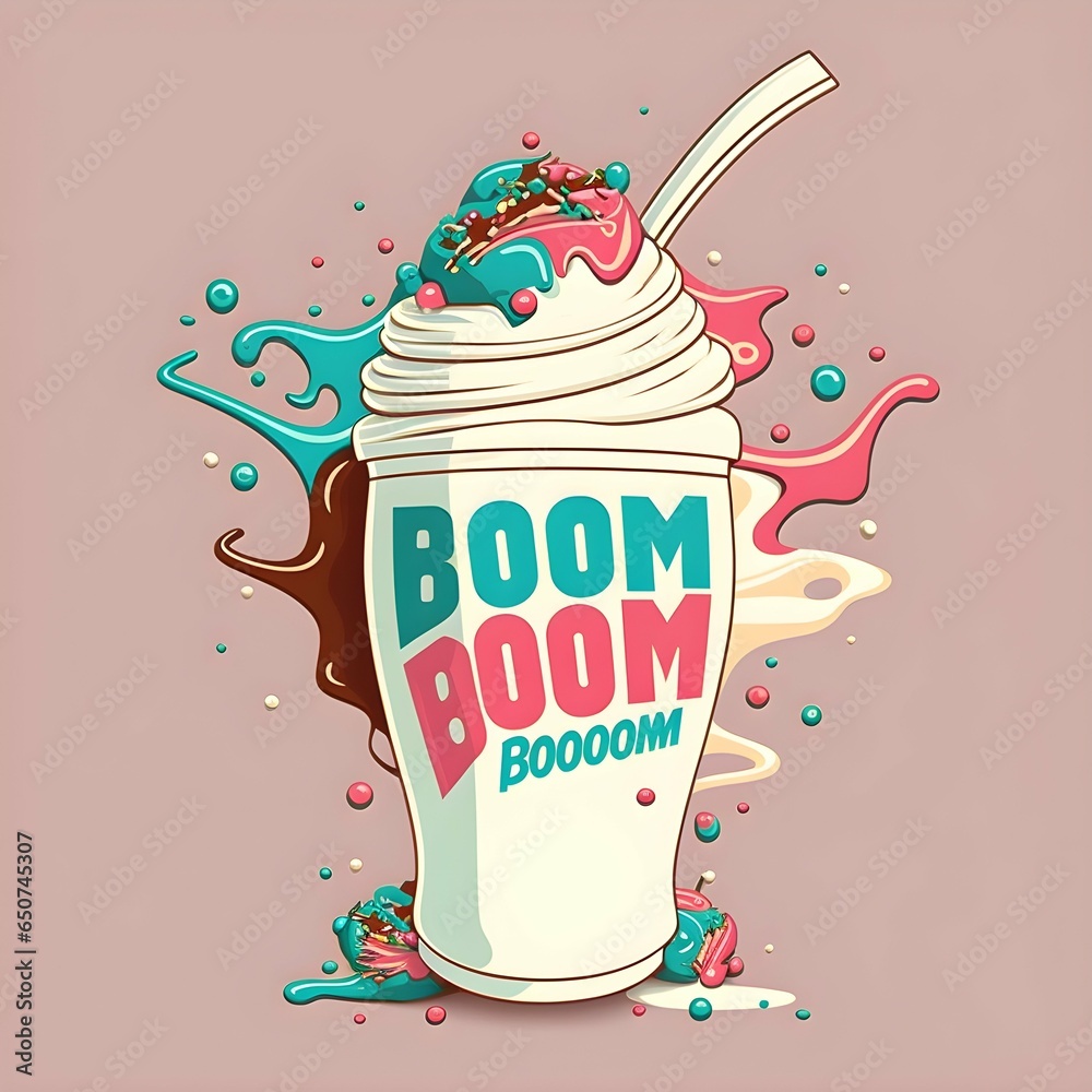 Boom Food milkshake logo The milkshake is so full its spilling out ...