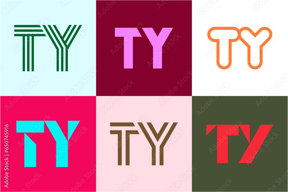 Set of letter TY logos. Abstract logos collection with letters ...