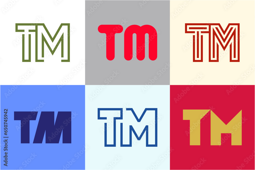 Set of letter TM logos. Abstract logos collection with letters ...