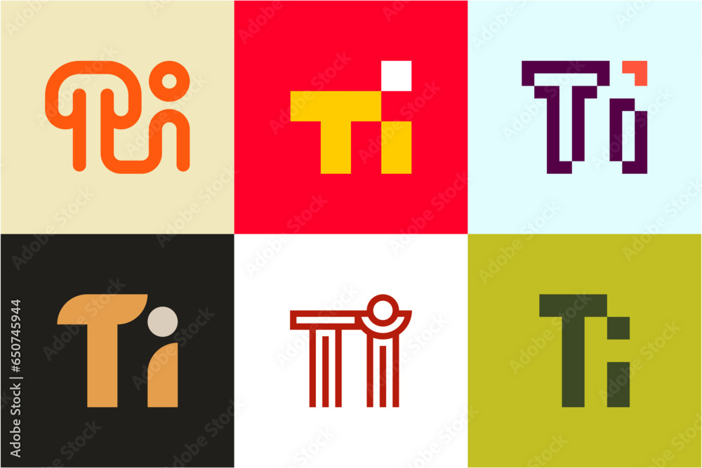 Set of letter TI logos. Abstract logos collection with letters ...