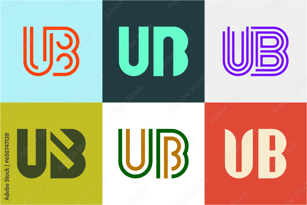 Set of letter UB logos. Abstract logos collection with letters ...