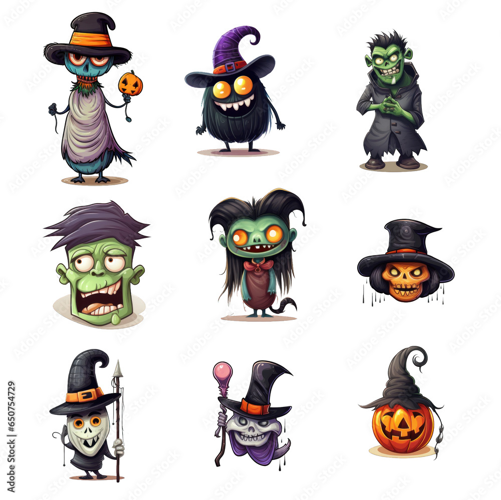 assortiment de 9 personnages sur le thème d'Halloween, Monstre ...