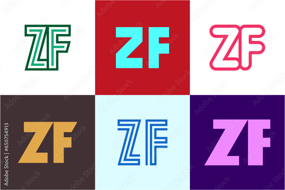 Set of letter ZF logos. Abstract logos collection with letters ...