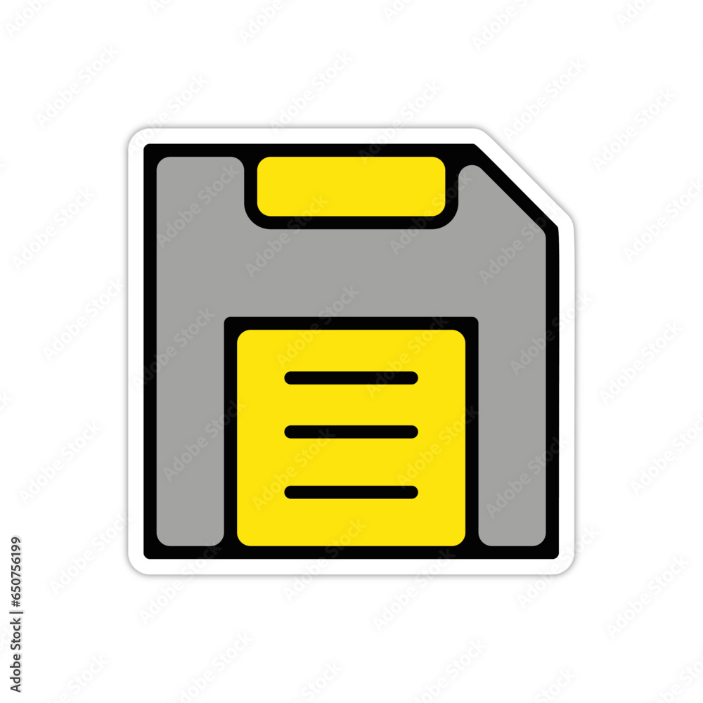 picto logo icones et symbole disquette stockage epais couleur jaune ...