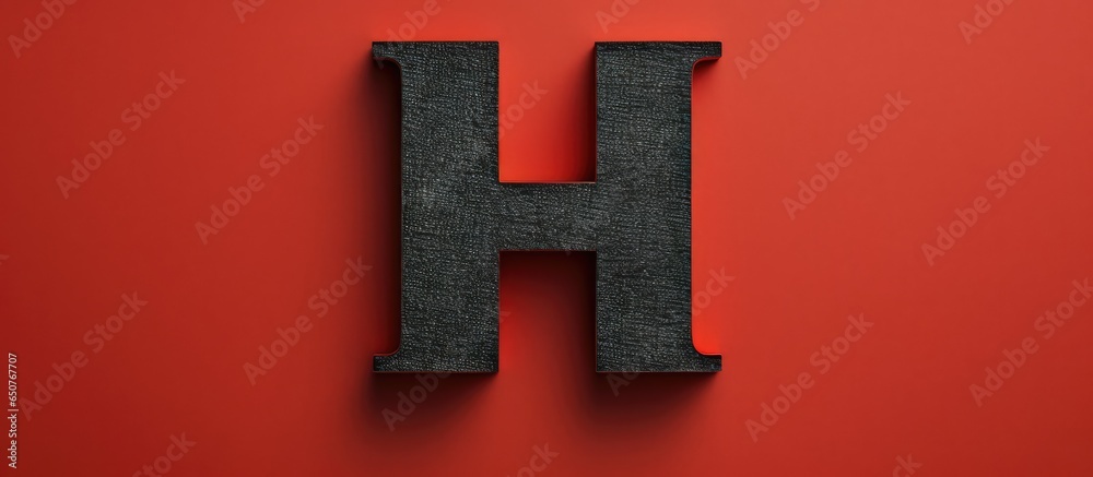 Red and black uppercase letter H in bold font with bevel and rough ...