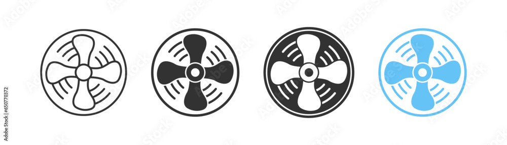 Cool fan icon. Air ventilator symbol. Electric cooler signs. Rotor ...