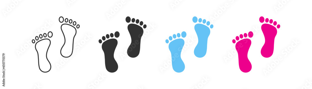 Footprint icon. Foot signs. Print step symbol. Human walk symbols ...