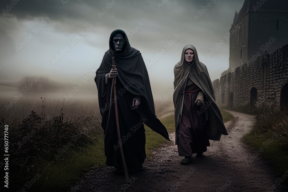 Sad medieval lepers Stock Photo | Adobe Stock
