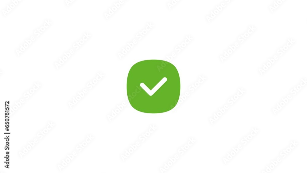 Green check mark icon animation with alpha channel transparent ...