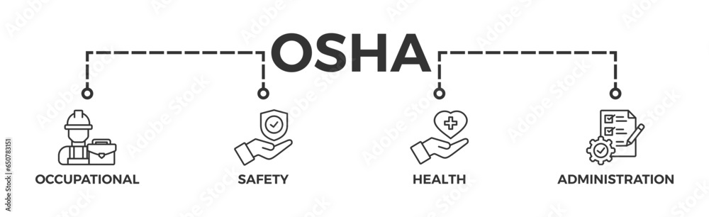 OSHA banner web icon glyph silhouette for occupational safety and ...
