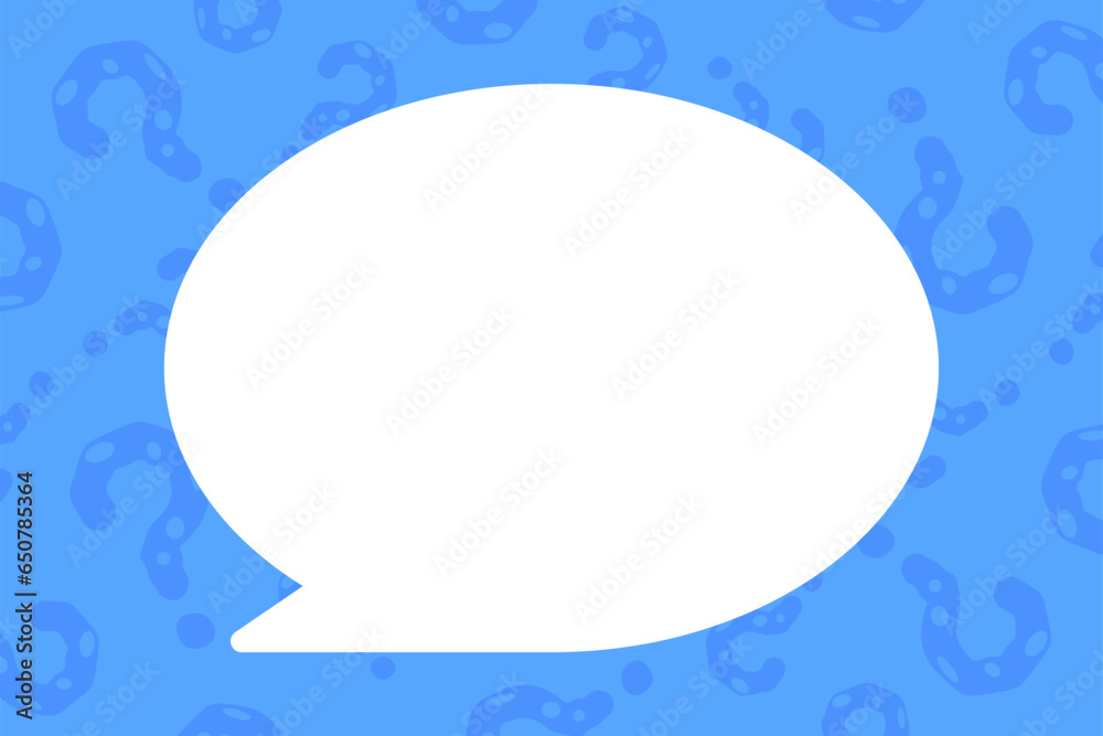Question mark and bubble chat with copy space background. Blue quiz ...