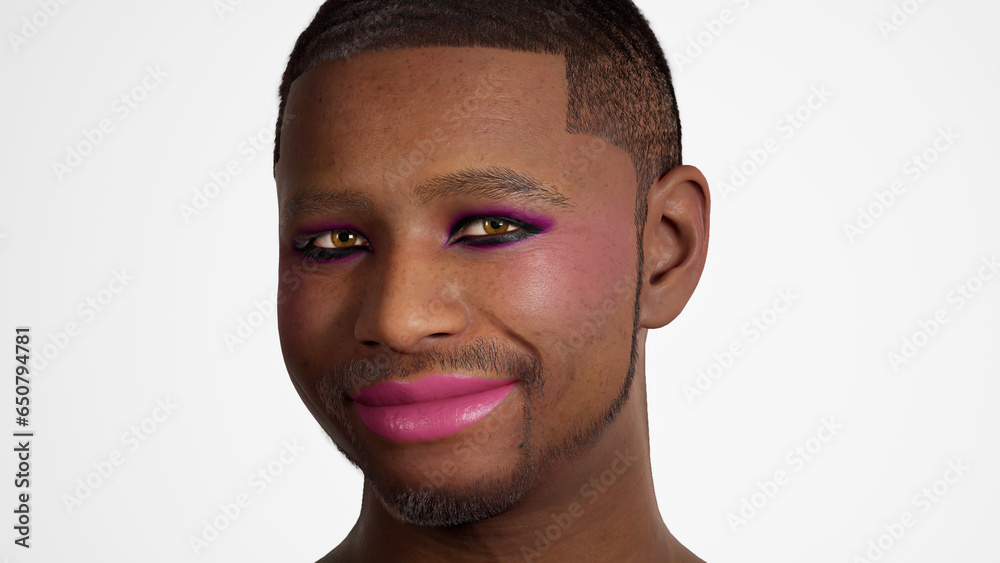 Portrait, gay man isolated on studio background. Happy, gen z aesthetic ...