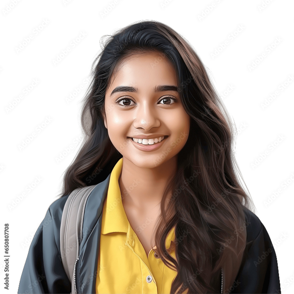Indian female students smiling happily studying Stock Photo | Adobe Stock