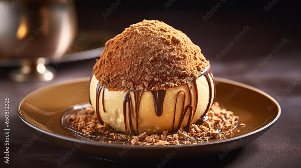 Tiramisu Sphere A modern take on the classic Italian dessert, featuring ...