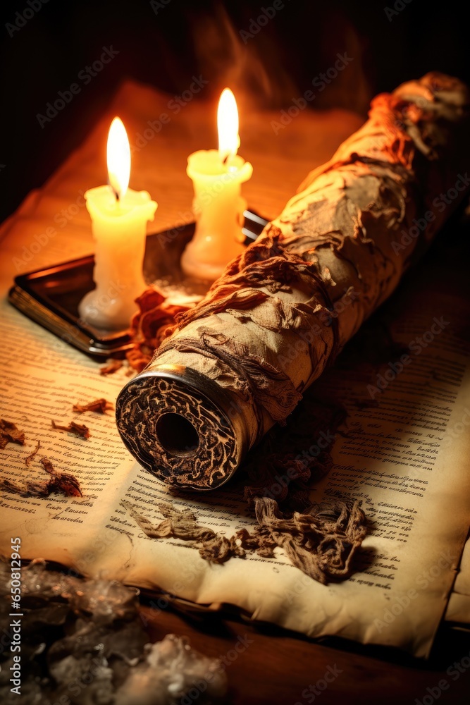 Manuscript parchment Hebrew text ancient biblical scroll prophets and ...