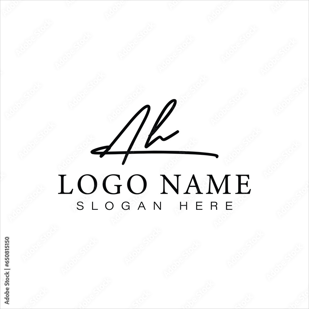 Elegant Script AH Letter Handwriting Logo - Perfect for Luxury Brands ...
