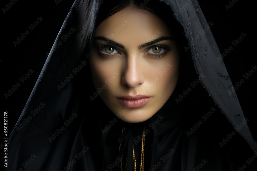 Mysterious Cloaked Figure with Piercing Eyes. Person with piercing gaze ...
