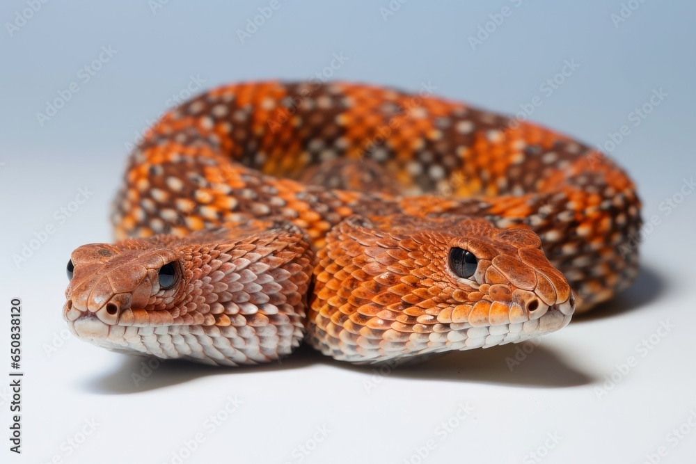 Brown common viper snake with to heads isolated gray background, skin ...
