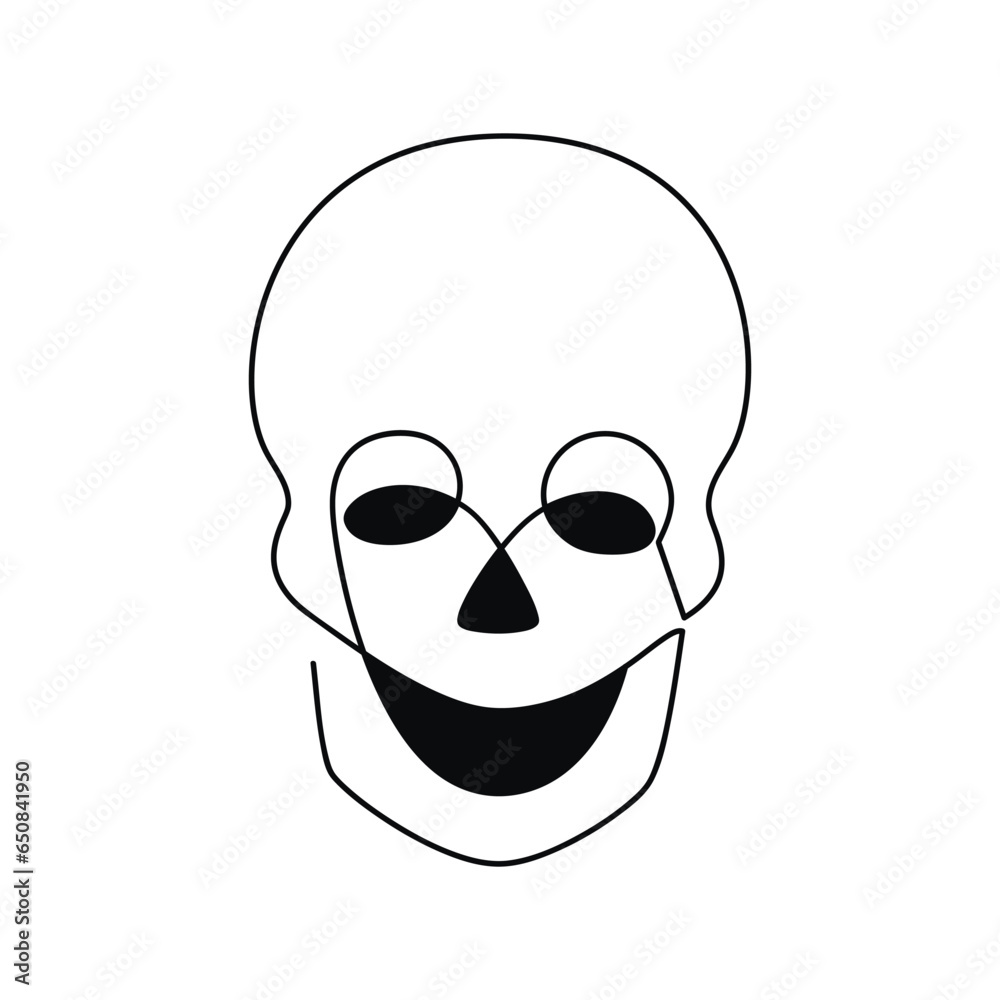 Skull icon doodle vector. Line drawing. Cartoon illustration. Hand ...