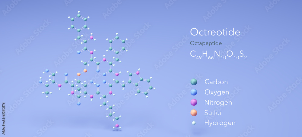 octreotide molecule, molecular structures, octapeptide, 3d model, Structural Chemical Formula ...