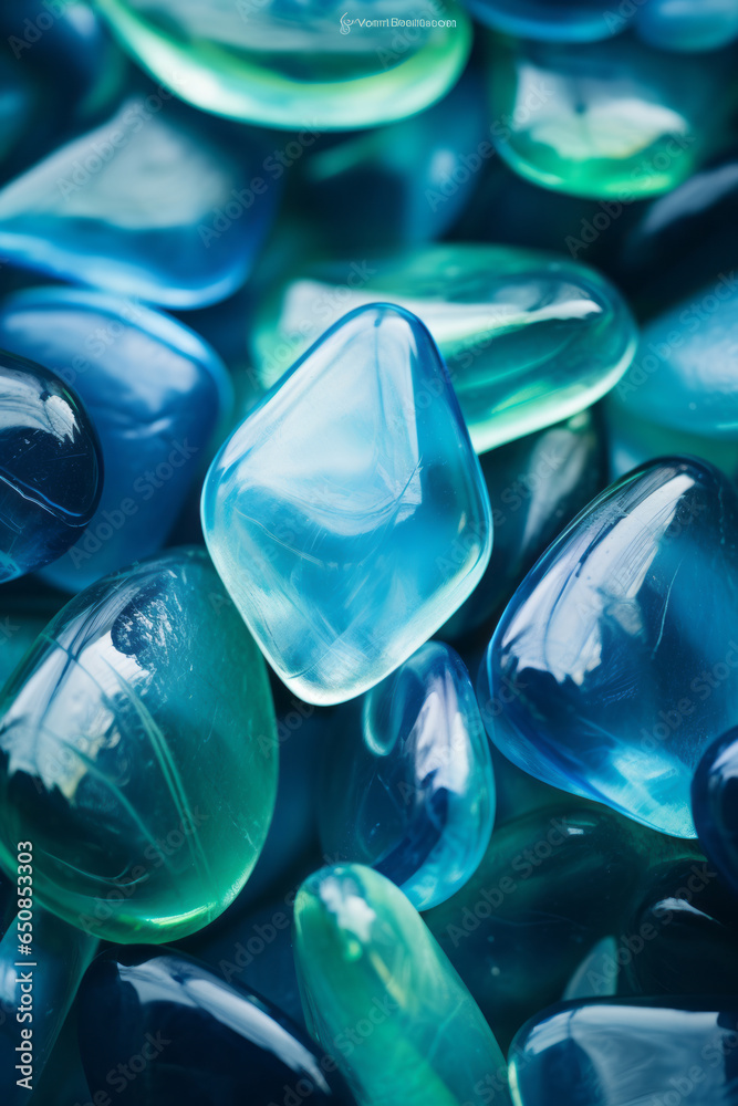 Beautiful opal stone pebbles background. Vertical background with blue ...