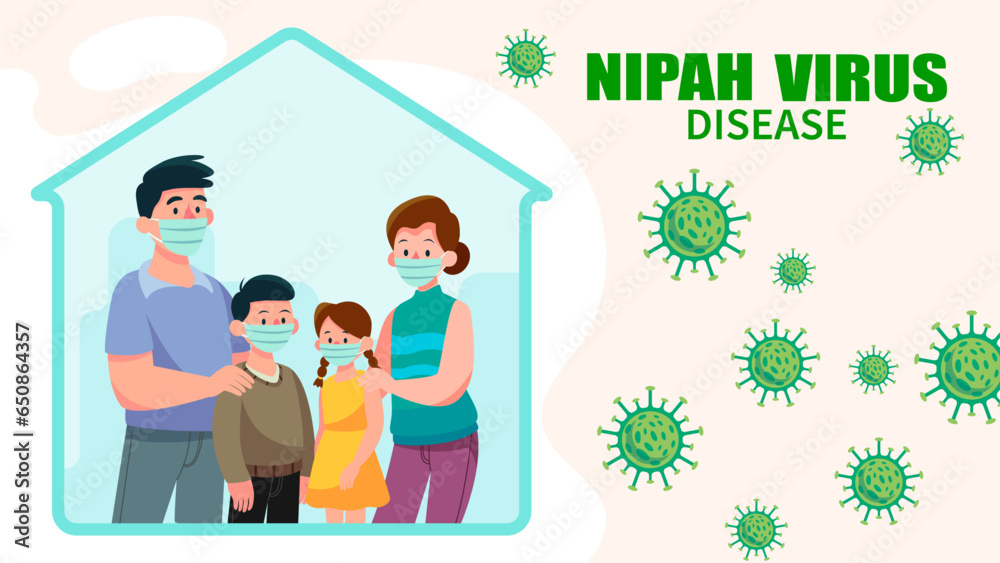 Nipah virus concept. Microscope virus close up, Nipah henipavirus ...