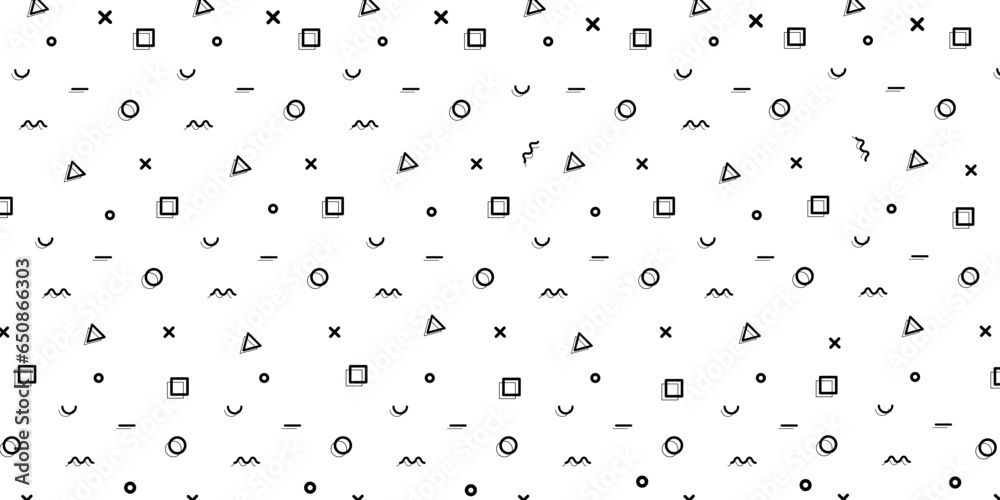 Hipster pattern with black and white geometric forms. Line, square ...