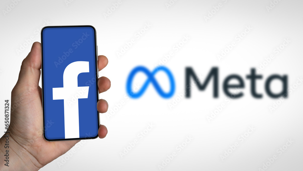 Facebook respectively Meta Platforms company logo displayed on ...