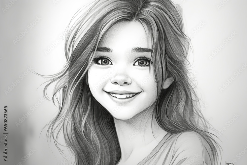 Beautiful pencil drawings of women AI generated Stock Illustration ...