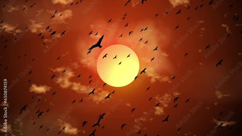 Birds Flying With Sun View Cartoon Animation, 2d Animation Of Flying ...