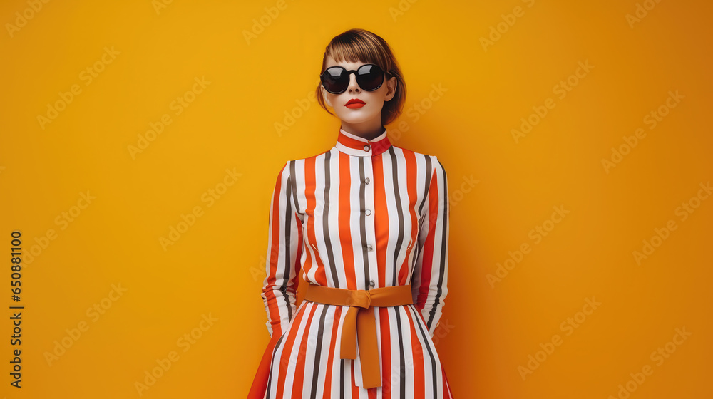 Generative AI, woman in a mods style dress, modernism in fashion ...