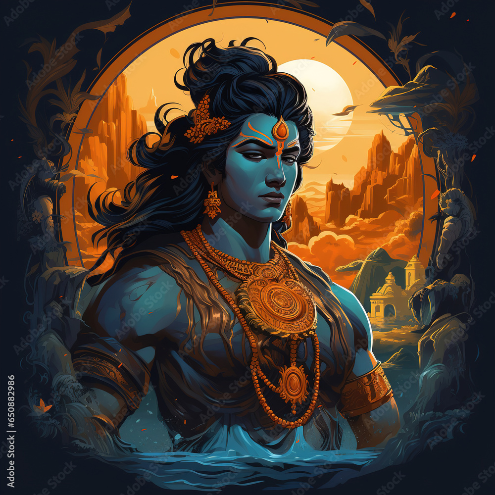 Hindu festival of light, joy, love and victory. The figure of a warrior ...