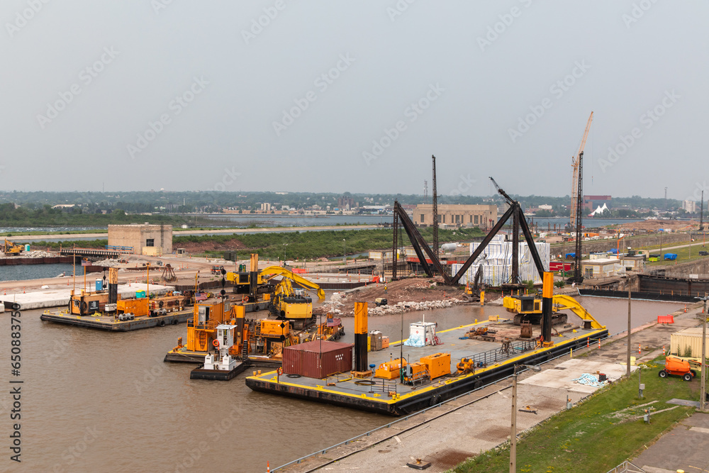 Construction and Dredging Equipment, Heavy Machinery, Working on New ...