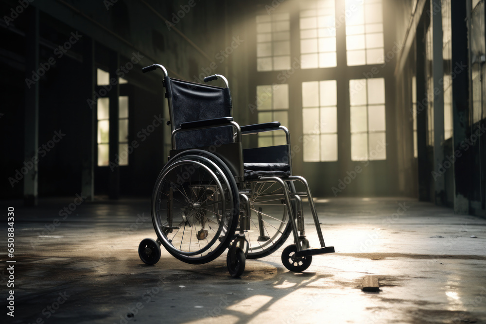 In the eerie silence of a forsaken hospital corridor, an empty ...