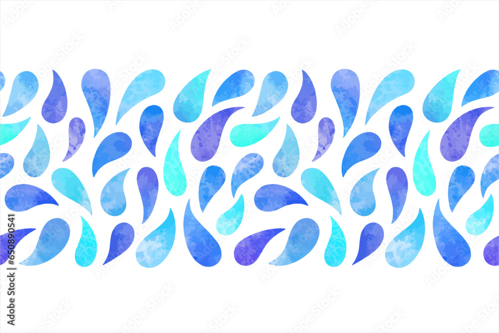 Watercolor drops, droplets, tears seamless vector border, frame ...
