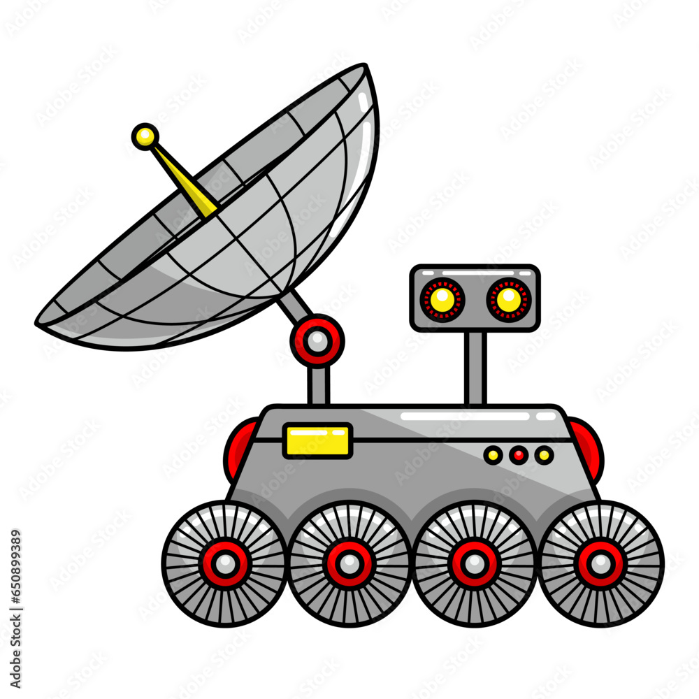Cartoon space lunar rover. Isolated vector colorful illustration of ...